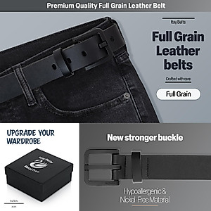 ITAY Metal Free Belt - Hypoallergenic Full Grain Leather TSA Belt Strap,Sturdy Men's Adjustable Belt,Nickel Free Belt for Men