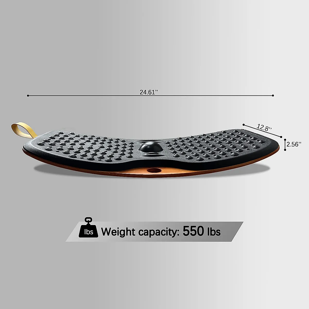 VWINDESK Standing Desk Anti Fatigue Mat Balance Board, Non-Slip Bottom Wooden Wobble Ergonomic Design, Foot Massage for Office Fitness Orange in Black, 24.6'' Large