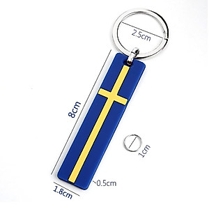 Winluu Swedish Flag Keychain Emblem Badge Luxury Key Ring Keychains For XC40 XC60 XC70 XC80 XC90 V40 S80 S90 C30 C60 Keyring Chain,Swedish Flag Emblem Keychain,Blue Yellow 3.15X0.7in