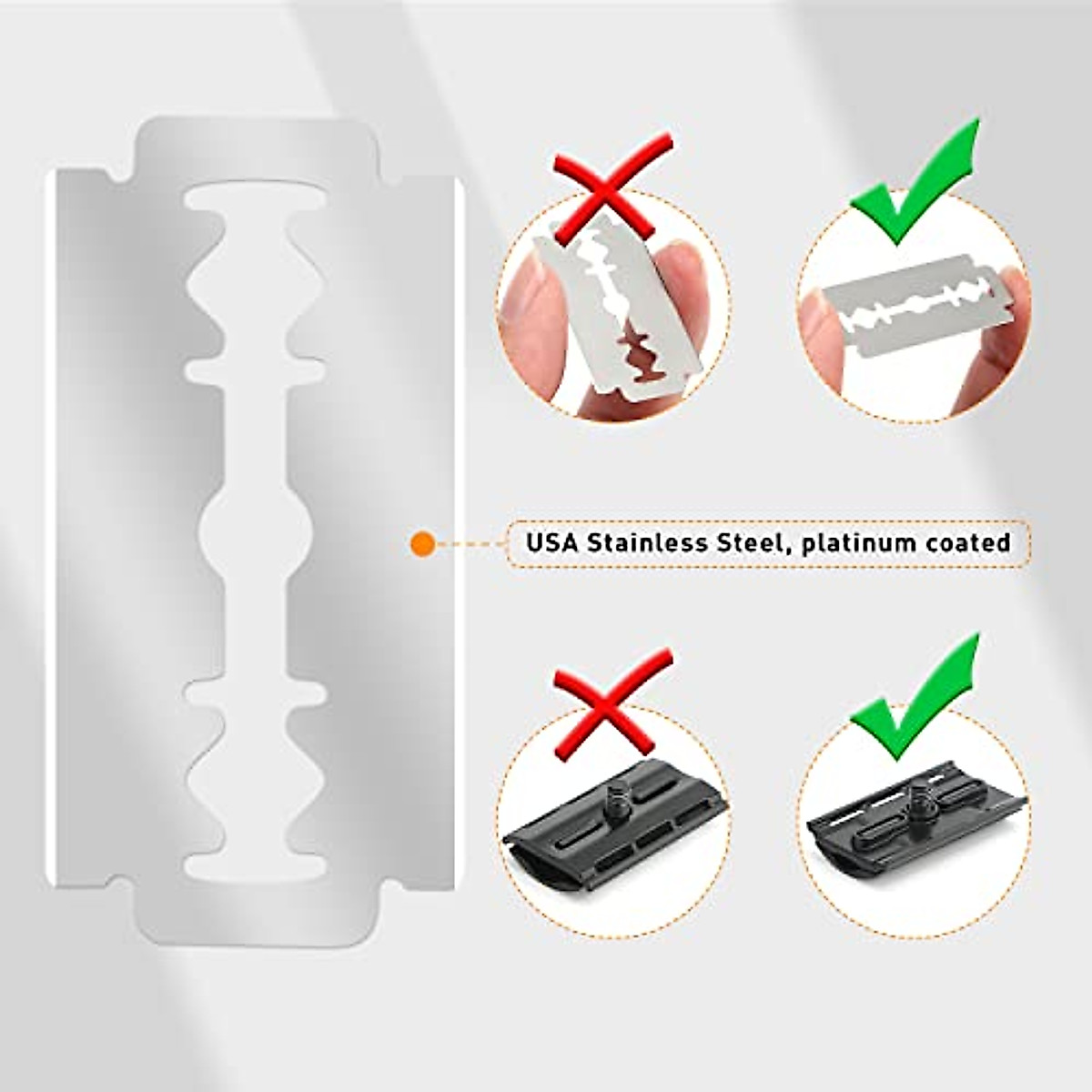 Matte Black Double Edge Safety Razor for Men, with 10 Platinum Coated Double Edge Safety Razor Blades, Single Blade Razor for Men Shaving, Reusable Travel Essentials Women Razor