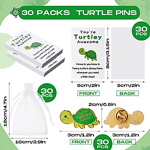 Maysing 30 Sets Employee Appreciation Gifts Bulk Positive Turtle Pins You're Awesome Inspirational Notecard Thank You Gift for Coworker Staff Volunteer Teacher Students Pocket Favor