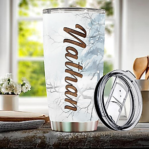 WONWIX Personalized Cardinal Tumbler Gifts for Women 20oz Travel Cup Coffee Mug Stainless Steel Insulated with Lid Watter Bottle Faith Red Cardinal Bird Gift for Her