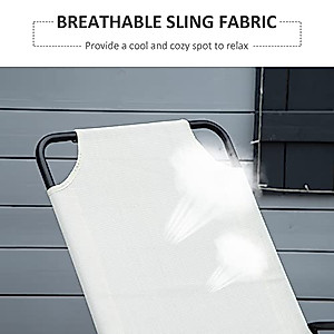 Outsunny Garden Rocking Chair, Outdoor Indoor Sling Fabric Rocker for Patio, Balcony, Porch, Cream White