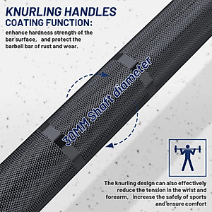 E.T.ENERGIC Olympic Barbell Bar 7 Foot Load 1500-lbs Capacity Available, for Gym Home Exercises, Weightlifting, Powerlifting