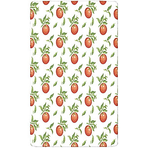 Tangerine Themed Fitted Crib Sheet,Standard Crib Mattress Fitted Sheet Soft and Breathable Bed Sheets-Great for Boy or Girl Room or Nursery,28“ x52“,Fern Green Vermilion White