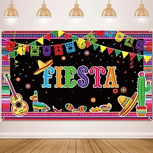 Mexican Fiesta Backdrop Mexican Birthday Banner Cinco De Mayo Theme Party Decoration Supplies Mexico Carnival Party Background for Mexican Birthday Baby Shower Party Picture Photo Studio Favors