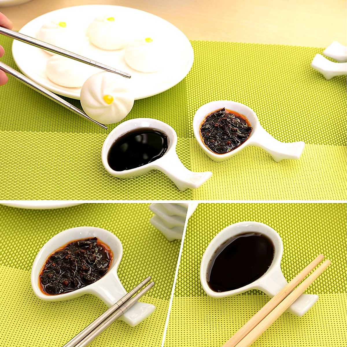 6 Pcs Chinese Fine Porcelain Chopsticks Spoon Fork Rest Holder Knife Holder (Set of 6)