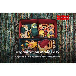 MCY Accordion Bag – Reusable Eco-Friendly Foldable Bag, Reinforced Shell, Durable Fabric, Easy Storage, Compact and Expandable, Grocery Bag (Navy Blue, 13x13x25 inches)