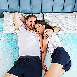 Mattress Topper for Full Bed, Gel Swirl Memory Foam Soft Bed Topper for Back Pain, 2 inch, Light Blue