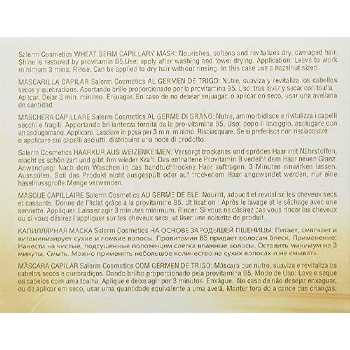 Salerm - Nourishing Hair Mask - 200 ml - with Wheat Germ - for Dry and Damaged Hair - Deep Hair Hydration - Shine and Brightness - Hair Strengthening