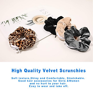 Velvet Hair Pocket Scrunchies Hair Ties wth Hidden Zipper for Girls Women Cute Elastic hair Accessories Great Scrunchy (4Mixed)