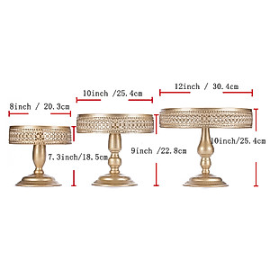 Hotity Star Heart 3-Piece Light Gold Cake Stand Set, diameter 8",10",12", Elegant Cake and Dessert Display Stands for Weddings, Birthdays, and Celebrations