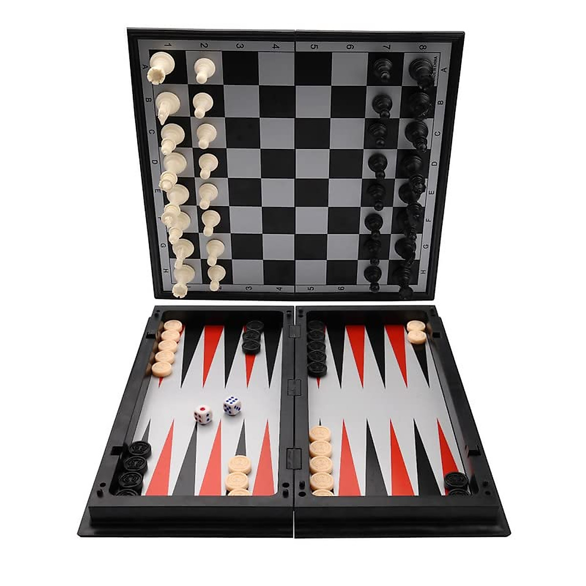 3 in 1 Chess Checkers Backgammon Set, KAILE Magnetic Chess Travel Magnet Chess with Folding Case 13"……