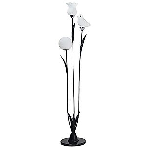 AVEO Floor lamp Modern Simple Floor Lamp Marble Base Glass Lamp Shade Floor Light Bedroom Bedside Lamp Living Room Study Stand Lamp Floor Light (Color : Black, Size : Remote Control Switch)
