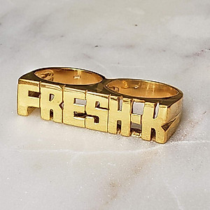 Custom Name Rings Personalized Initial 18K Gold Plated Ring for Women