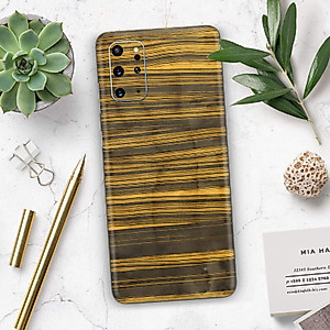 DesignSkinz Gold Standard Zebrawood Protective Vinyl Decal Wrap Skin Cover Compatible with The Samsung Galaxy S20 (Screen Trim & Back Glass Skin)
