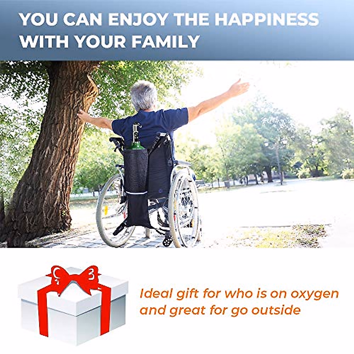 Issyzone Oxygen Tank Holder for Wheelchair, Oxygen Cylinder Bag, with Nice Mesh Storage Pocket Fits D and E Oxygen Tanks
