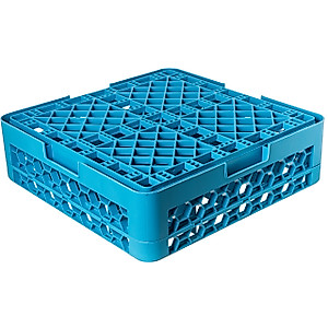 CFS OptiClean 16-Compartment Glass Rack with Extender for Commercial Dishwashers, Plastic, Carlisle Blue