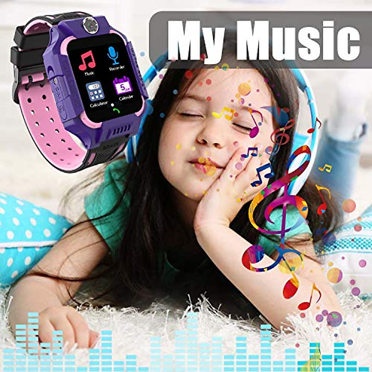 Smart Watch Phone Gift for Kids - Children Smartwatch Boys Girls with SOS Help Need 2G SIM to Call 14 Puzzle Games Music MP3 MP4 Player HD Selfie Camera Calculator Alarms Timer 12/24 H for 4-12