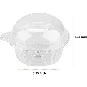 Healthcom 100 Packs Clear Plastic Single Individual Cupcake Muffin Dome Case Cake Boxes with Lid Resealable Cupcake Muffin Dome Holders Carrier Fruit Salad Box Container for Party Wedding,100 Sets
