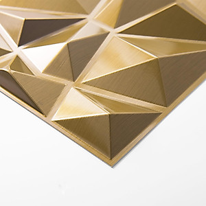 Art3d 3D Diamond Design Paneling for Interior Decor, Living Room, TV Wall Background, Bedroom, Gaming Setup, 11.8" x 11.8", Gold, 33 Pack