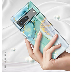 luolnh Pixel 7 Case,Google Pixel 7 Marble Glitter Brilliant Cute Design Soft Silicone Rubber TPU Bumper Cover Phone Case for Google Pixel 7 6.3 Inch(2022) -Abstract Mint