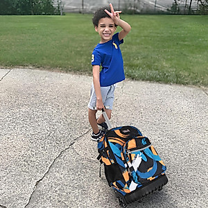 Tilami Kids Rolling Backpack 18 inch Boys and Girls Laptop Backpack, Pink butterfly