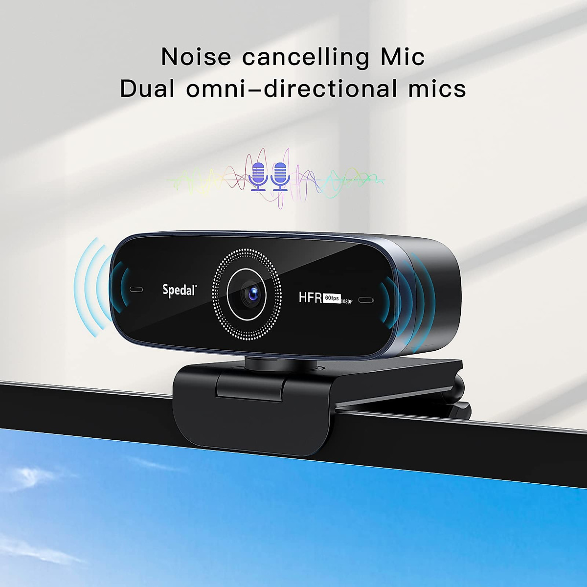 Spedal 1080P 60fps Webcam with Dual Microphone, AutoFocus, Software Included, Ultra HD Streaming Web Camera, USB Computer Camera for Gaming/Online Teaching/Video Calling/Zoom/Skype