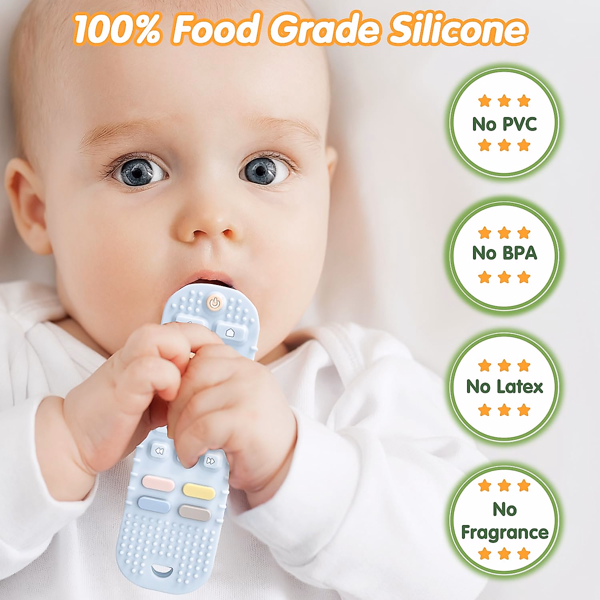 Remote Teether for Pet 2 Pack Baby Remote Control Toy Baby Teething Toys for Babies 0-6,6-12,18 Months,BPA Free Silicone Baby Teether Toys for Infant Toddlers Teething Relief Chew Toys Set,6m+