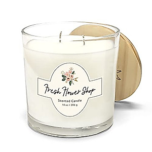 OCS Designs Clear Scented Candle - Fresh Flower Shop - 14-Ounce Soy-Blend Wax Scented Jar Candle for Home & Office - Infused with Real Essential Oils - Burns up to 50 Hours
