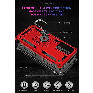 for Samsung A52 Case, Galaxy A52 Case with HD Screen Protector, Military-Grade Ring Holder Kickstand Car Mount 15ft Drop Tested Shockproof Cover Phone Case for Samsung Galaxy A52, Red