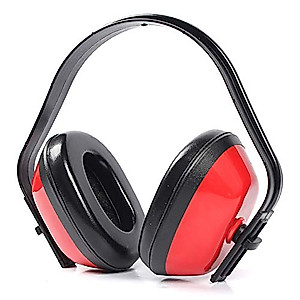 Ear Muff for Indoor Outdoor,Foldable Noise Reduction Ear Defender for Hearing Protection,Adjustable NRR 26dB(Red+Black)