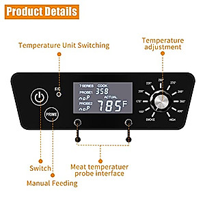 Digital W/LCD Display Control Board Replacement Parts Kit Compatible with P7-7.0/PBV7P1 Pit BOSS 7 Series Vertical Pellet Smokers, Include Meat Probe, Temperure Sensor Probe, and Igniter Hot Rod