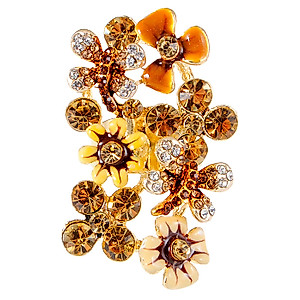 Alilang Brilliant Elegant Topaz Crystal Rhinestone Floral Flower Adjustable Ring