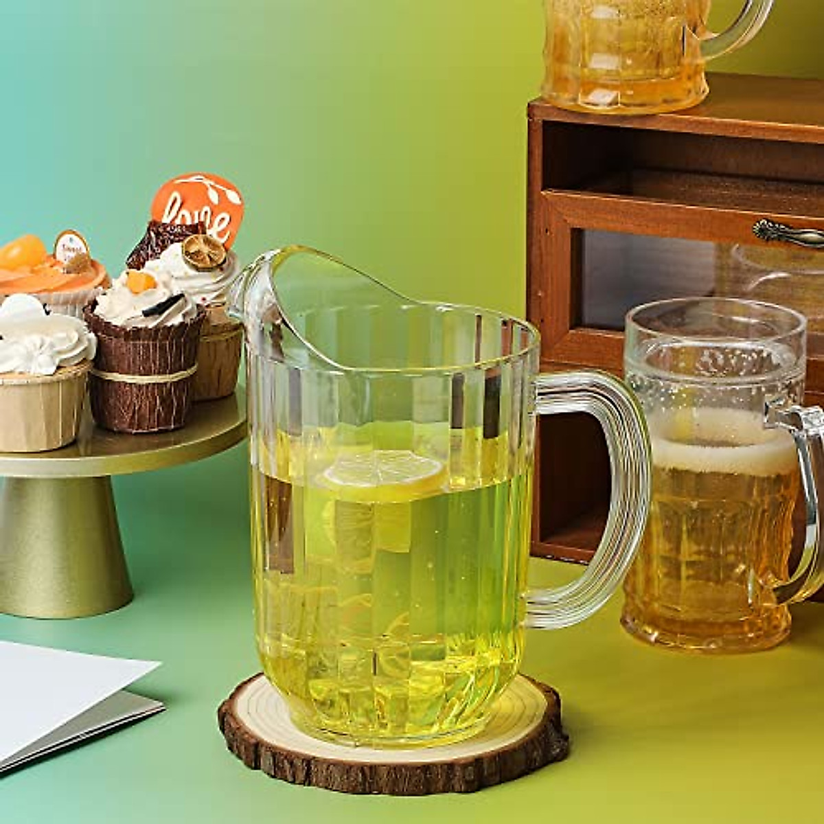 12 Pcs Plastic Pitchers 60 Ounce Clear Restaurant Pitcher Jug Large Water Pitcher Carafe Serve Milk Tea Juice Drink for Parties Container Dispenser Beer Jar