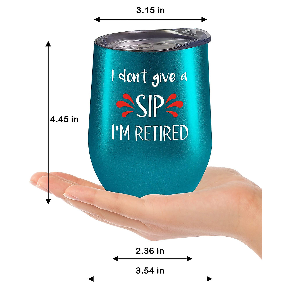 Fancyfams I Don’t Give a Sip I’m Retired, Retirement Gifts for Women - 12 oz Stainless Steel Wine Tumbler, Retirement Gifts, Retired Gifts for Women, Retirement Gift (Give a Sip - Turquoise)