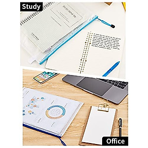 JARLINK 10 Pcs A3 Mesh Zipper Document Pouch, 10 Colors, Waterproof Plastic File Pouches for Organizing School and Office Supplies, Cosmetics, Travel Accessories