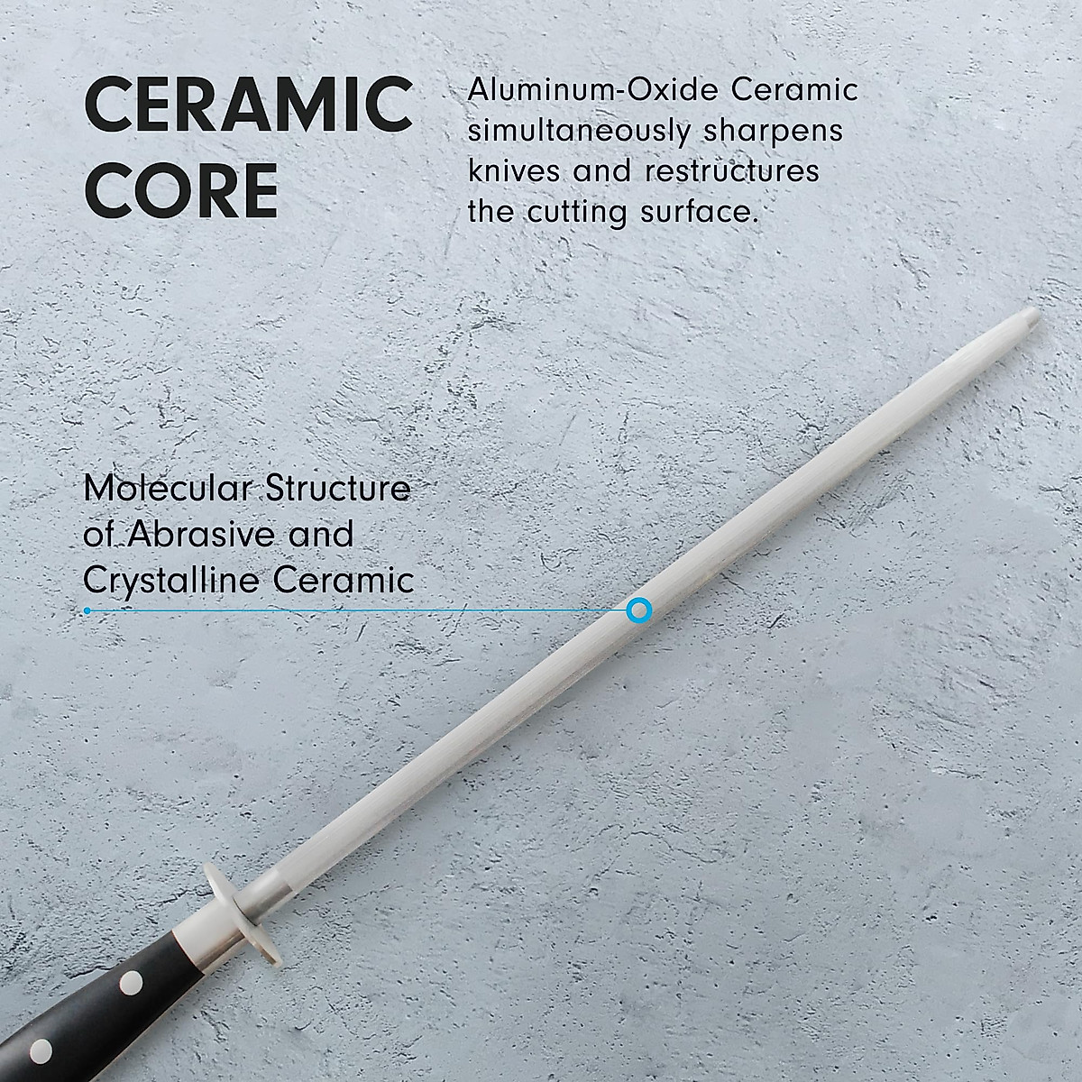 Messermeister 12” Ceramic Sharpening Rod - Knife Sharpener - Fine 1200 Grit - Ceramic Core, Large Sharpening Surface & Soft-Grip Handle