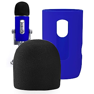 YOUSHARES Microphone Windscreen Foam - Mic Cover Pop Filter Windshield &Protector for Blue Yeti, Yeti Pro Condenser Microphones (Blue)