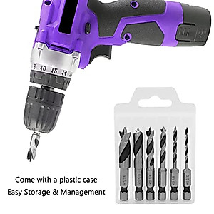 SeonFook 6PCS Stubby Drill Bit Set 1/4-Inch Quick Change Hex Shank 4241 High Speed Steel Woodworking Tool Bits for Drill Set Used in Tight Spaces