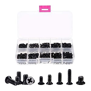 Queenbox 500Pcs M2 M2.5 M3 KM Screw Flat Head Phillips Screws Laptop Notebook Computer Screw Replacement Kit for Sony, DELL, Samsung, IBM, HP, Toshiba