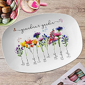 Personalized Grandma's Garden Platter,Custom Birth Month Platter with Grandchild's Name,Personalized Family Platter,Unique Mother's Day Gift for Grandma Mom,20cm*30cm(STYLE3)