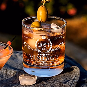 AOZITA Retirement Gifts for Men 2023 Whiskey Glass - The Legend Has Retired 2023 - Limited Edition Retirement Gifts Idea for Coworkers, Friends, Him/Her - Retirement Party Decorations Supply