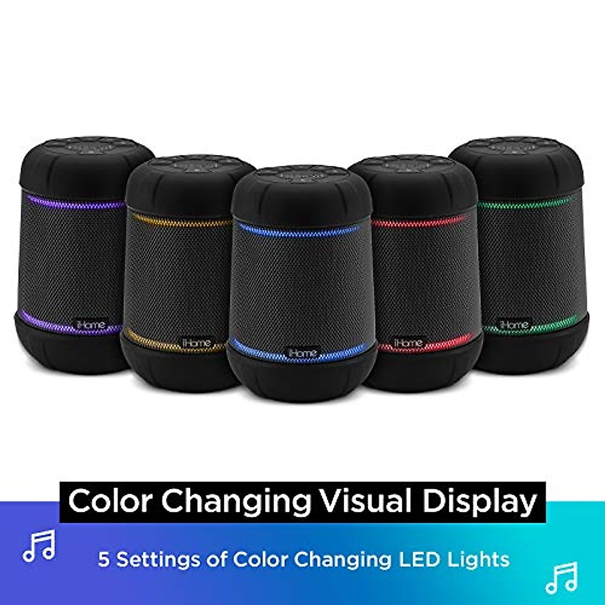 iHome iBT158 Smart Bluetooth Speaker - With Alexa Built-In and Color Changing LED Lights - Perfect Portable Audio Device for Parties, Outdoors, and Other Events