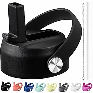 Straw Lid for Hydroflask 12 16 18 20 32 40 oz Wide Mouth,Replacement Straw Cap for Hydroflask,Top Sport Bottle Accessories, Black