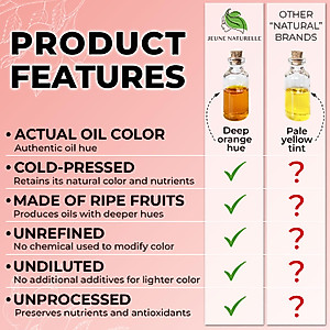 Jeune Naturelle Rosehip Oil Organic, From Fruit & Seeds, Pure, Raw, Virgin, Cold Pressed, Undiluted Body Oil For Skin Care, For Hair Oil, Gua Sha, Cuticle Oil, Face Oil, Organic Rosehip Seed Oil, 2 oz