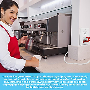 Lock Socket Outlet Lock - Anti Theft Outlet Lock to Secure Three Pronged Plugs, Innovative Way to Prevent Unplugging, Secure Locks for Cords, Includes Security Screw & Allen Wrench - Red