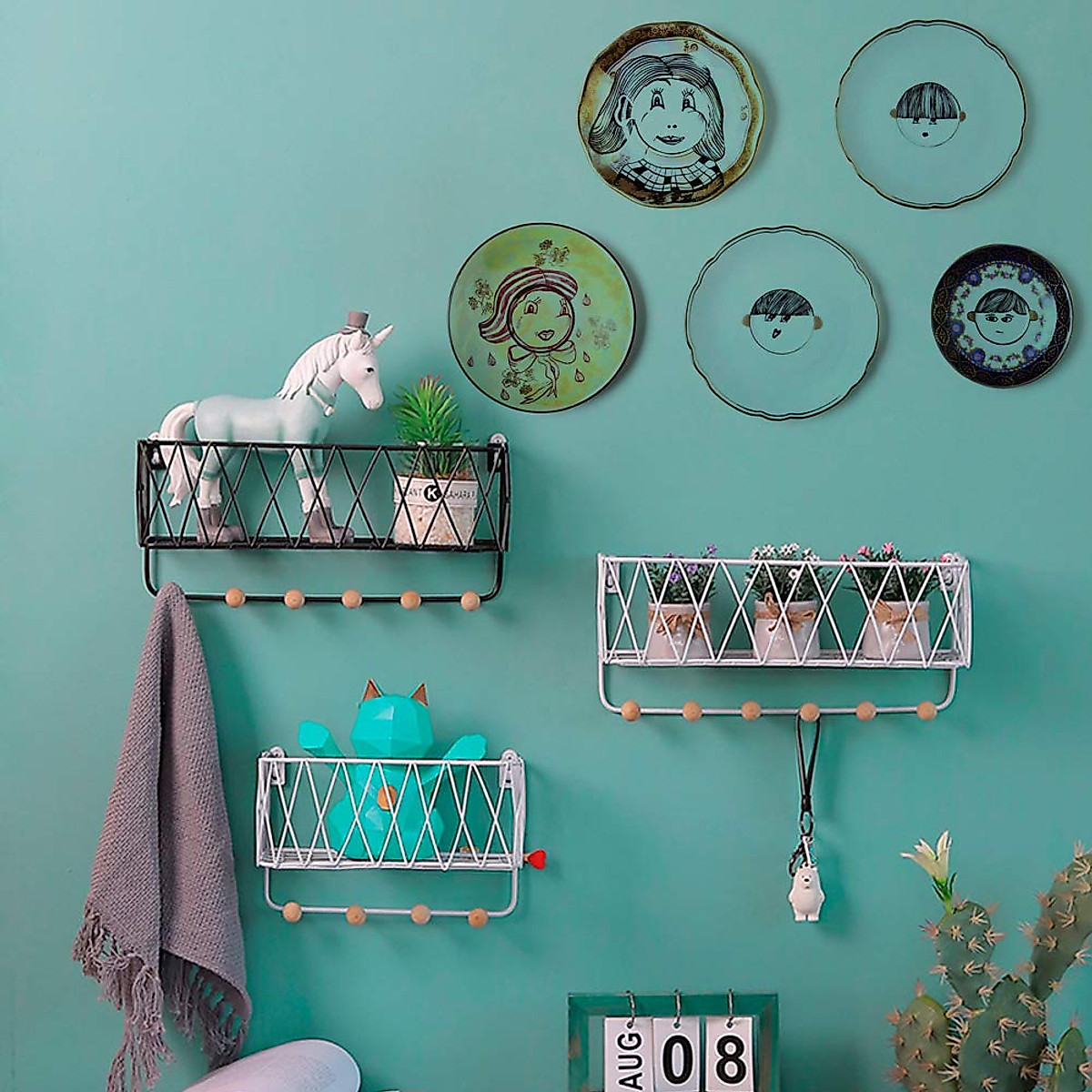 Vankcp 12 Pack Wall Plate Hangers 6/8/10 Inch Invisible Vertical Plate Holders with 12Pcs Wall Hooks for Decorative Plates Antique Plates and Art