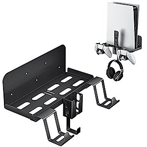 Allnice PS5 Wall Mount, 5 IN 1 Playstation 5 Wall Mount (Disc and Digital Edition) Wall Bracket for Playstation 5 with Detachable Controller Holder & Headphone Hanger & Remote Control Bracket (Black)