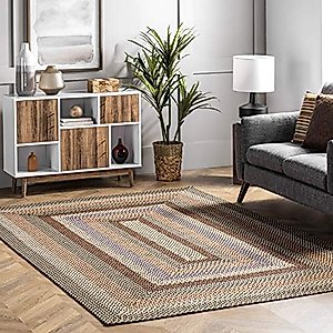 nuLOOM Gwyneth Braided Borders Indoor/Outdoor Area Rug, 6' x 9', Taupe